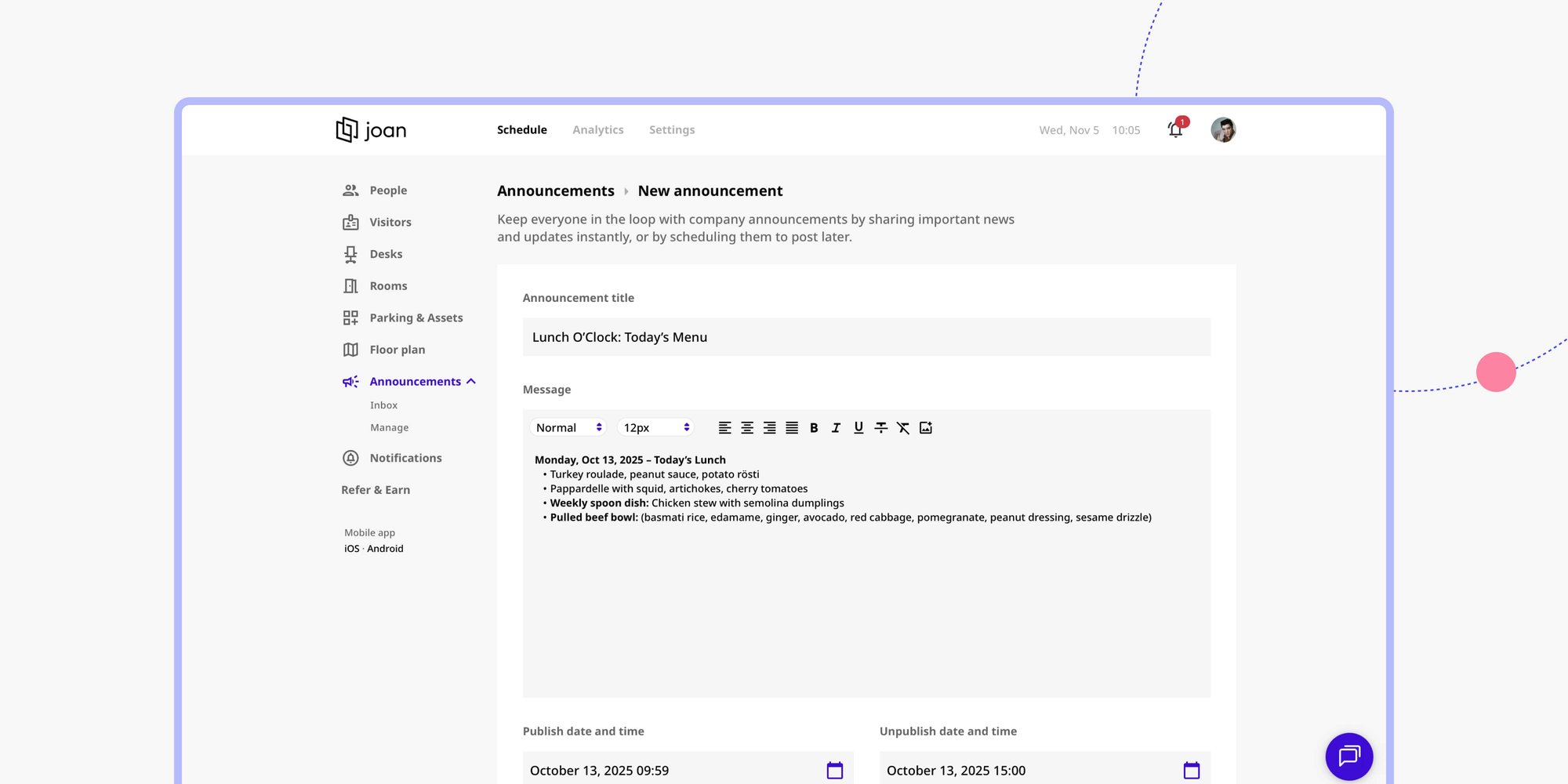 Introducing Joan Announcements: Location-Aware Messages for Your Team